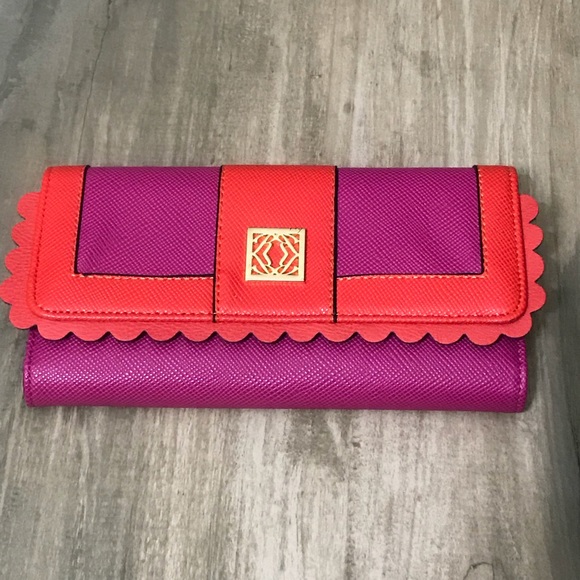 Kate Landry | Bags | Orange And Pink Kate Landry Scalloped Wallet ...